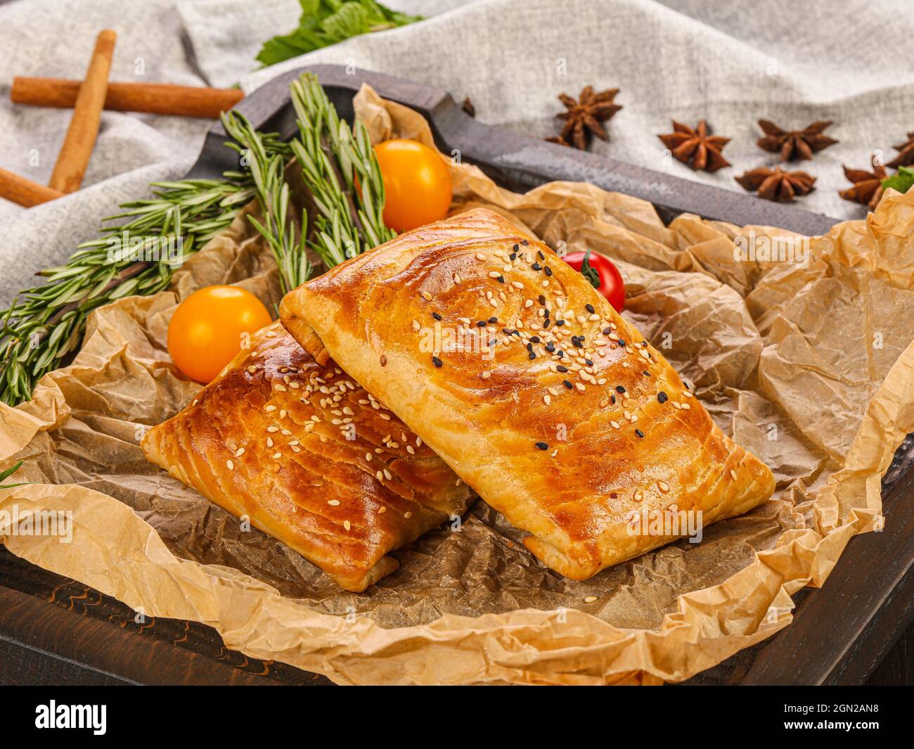 Asian traditional pastry with meat and spices Stock Photo - Alamy