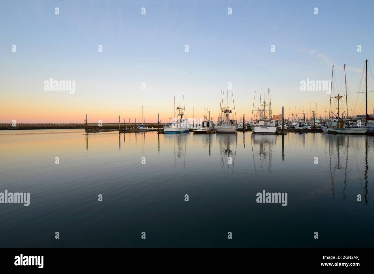 Fishing vessels docked at sunset in Westport, WA Stock Photo - Alamy