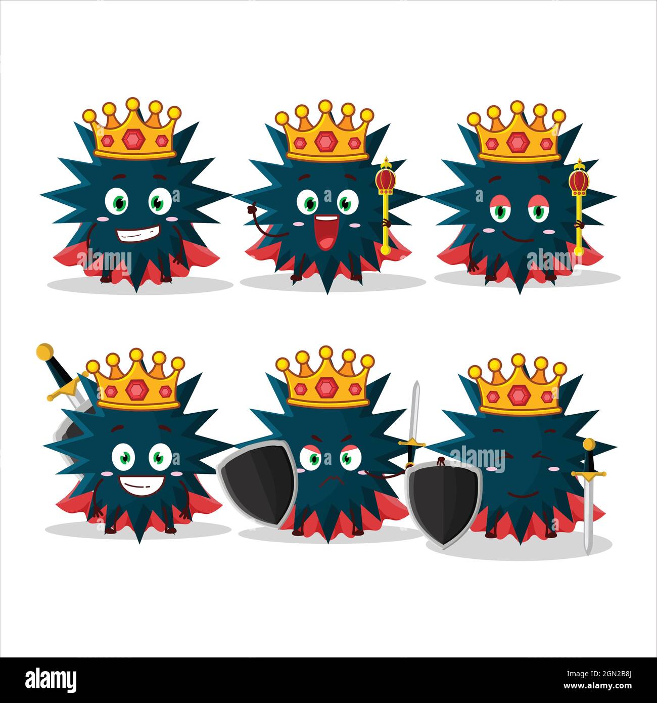 A Charismatic King biohazard virus cartoon character wearing a gold ...