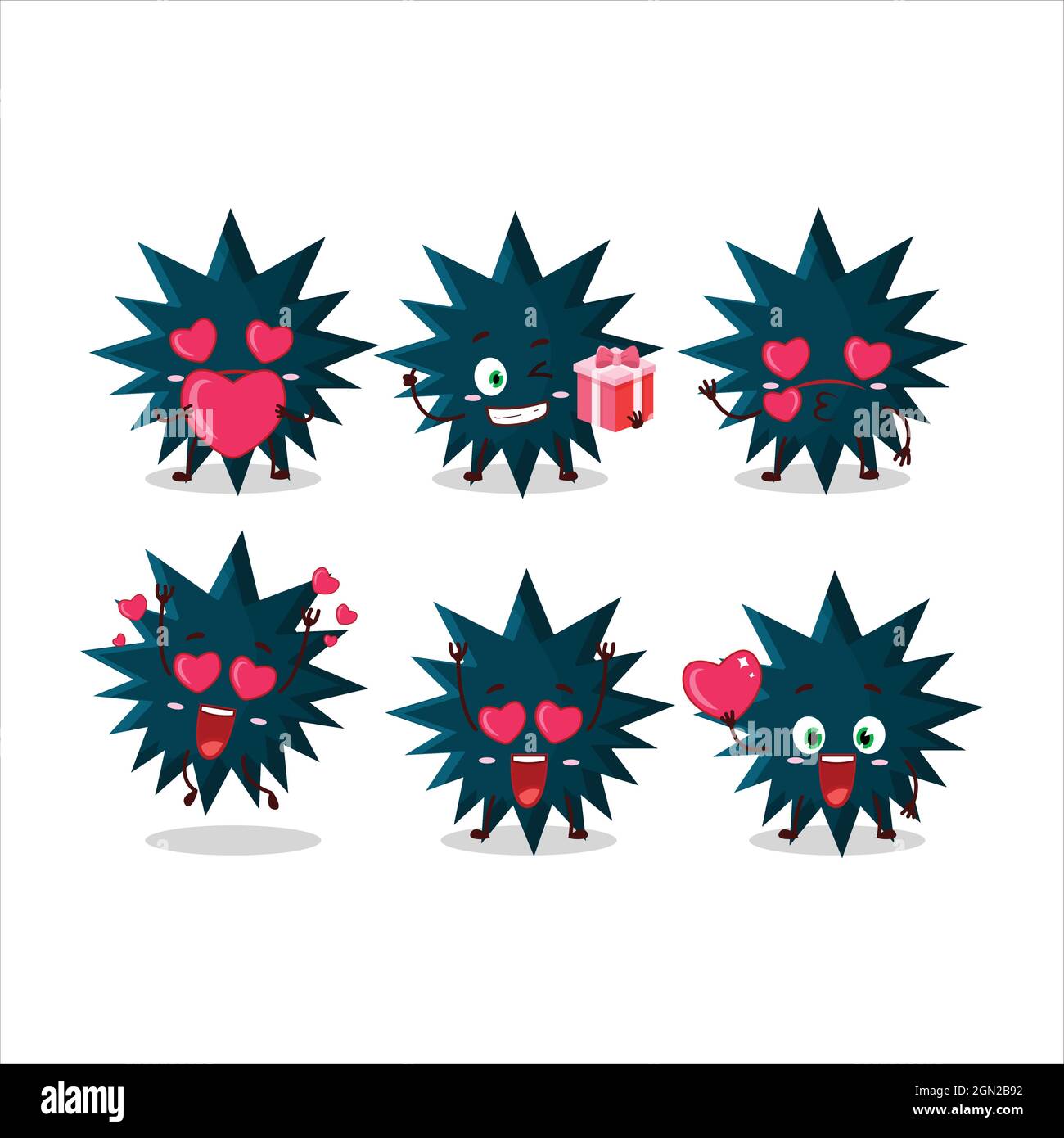 Biohazard virus cartoon character with love cute emoticon. Vector ...