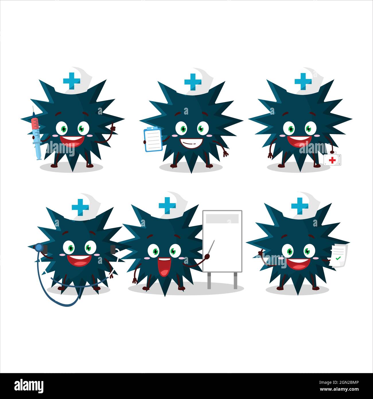 Doctor profession emoticon with biohazard virus cartoon character ...