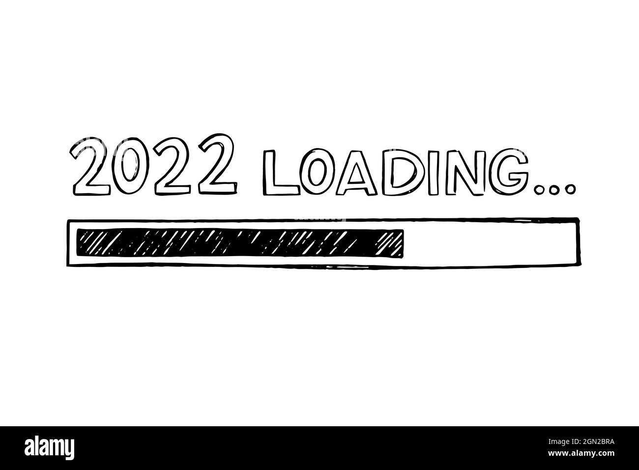 Progress bar in doodle sketch style. 2022 Loading icon image. Hand ...