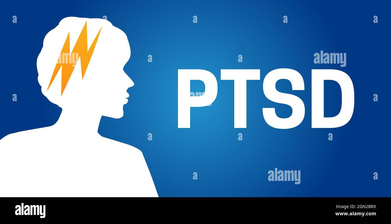 PTSD or Posttraumatic Stress Disorder Background Illustration with a ...