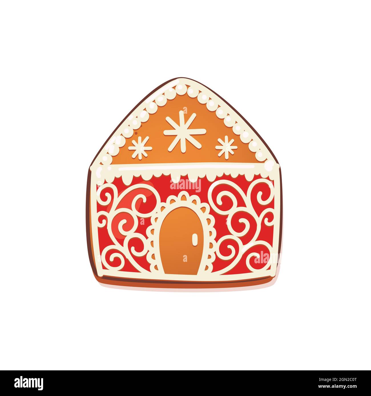 Gingerbread House. Cute Christmas Traditional Cookie with white icing ...
