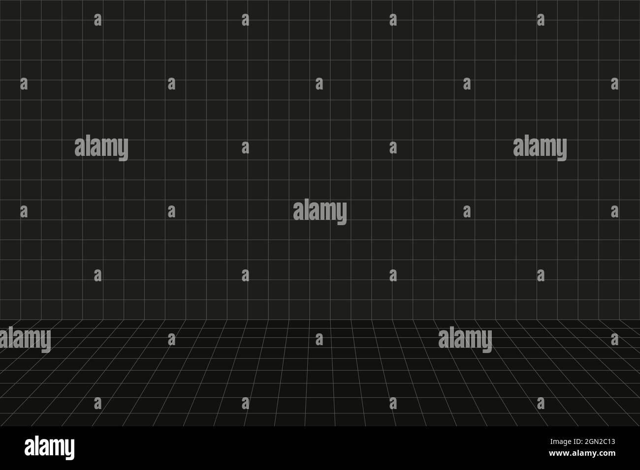 Grid perspective black room. Floor and wall. Gray wireframe background ...