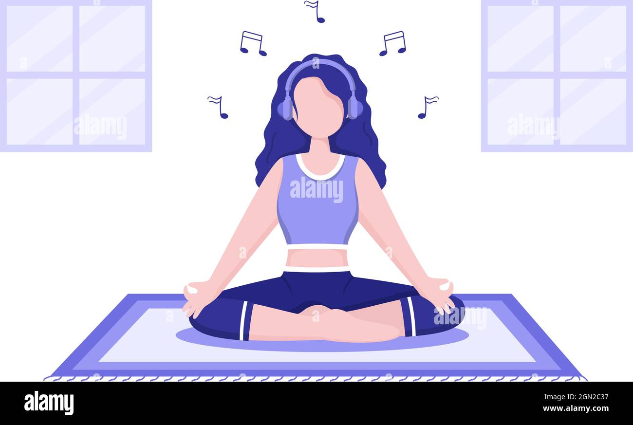 Relax or Yoga With Crossed Legs, Closed Eyes Meditating and Listening ...