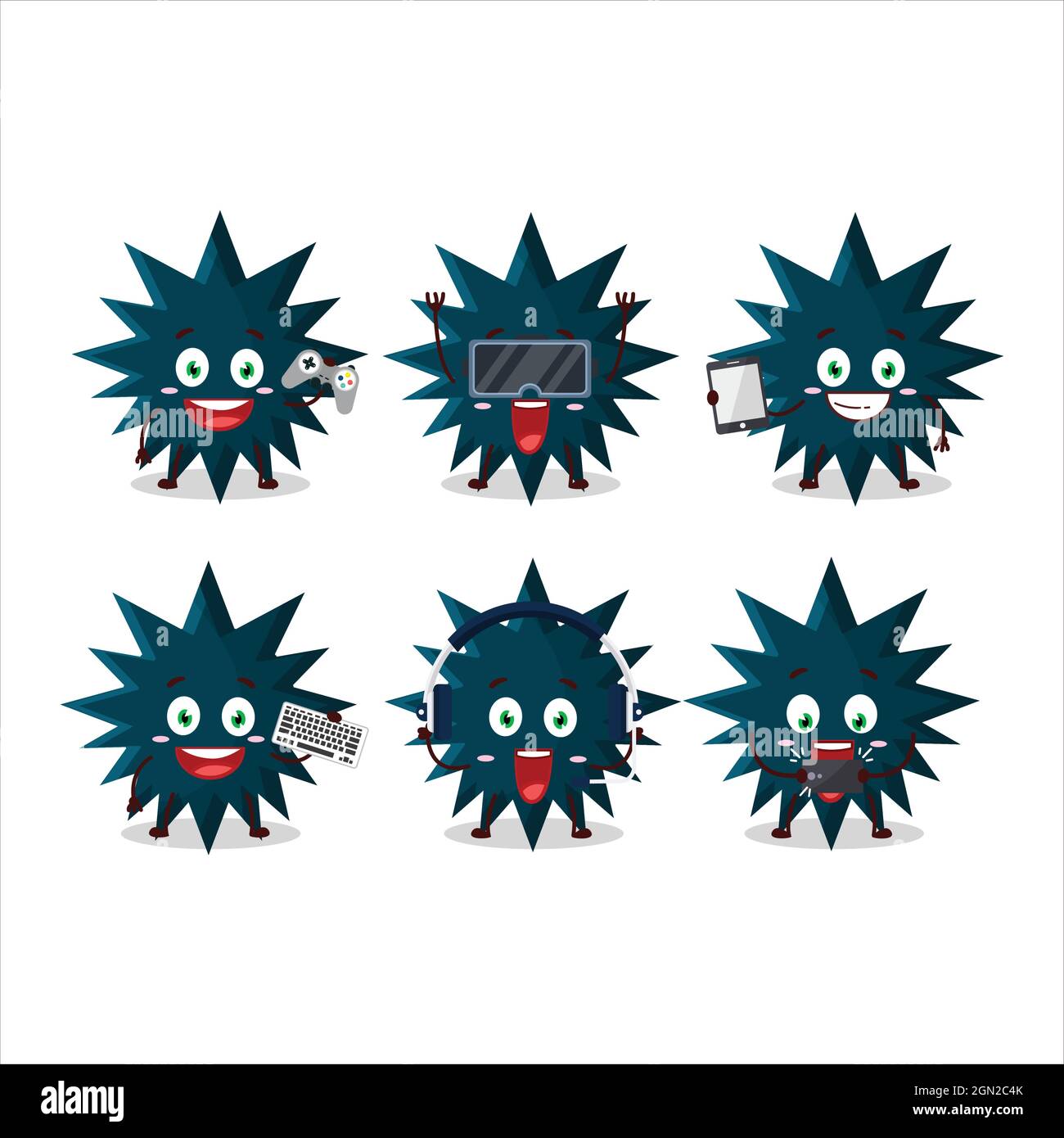 Biohazard virus cartoon character are playing games with various cute ...