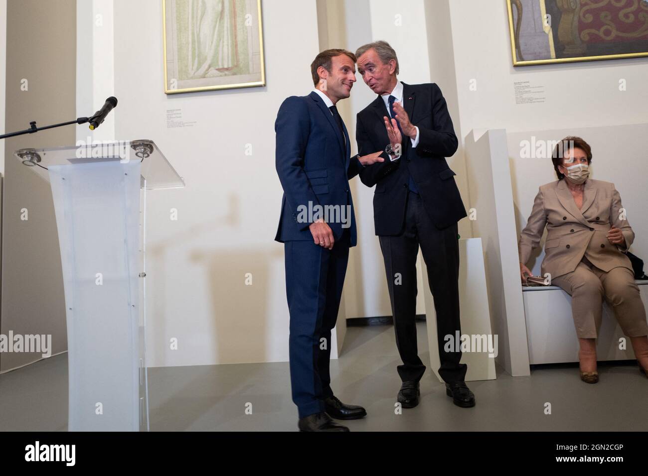 Paris, France on September 21, 2021. President Emmanuel Macron, Bernard ...