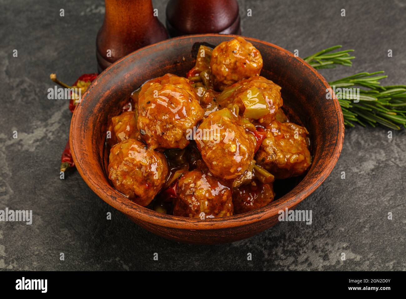 Minced Meat ball in tomato sauce Stock Photo - Alamy