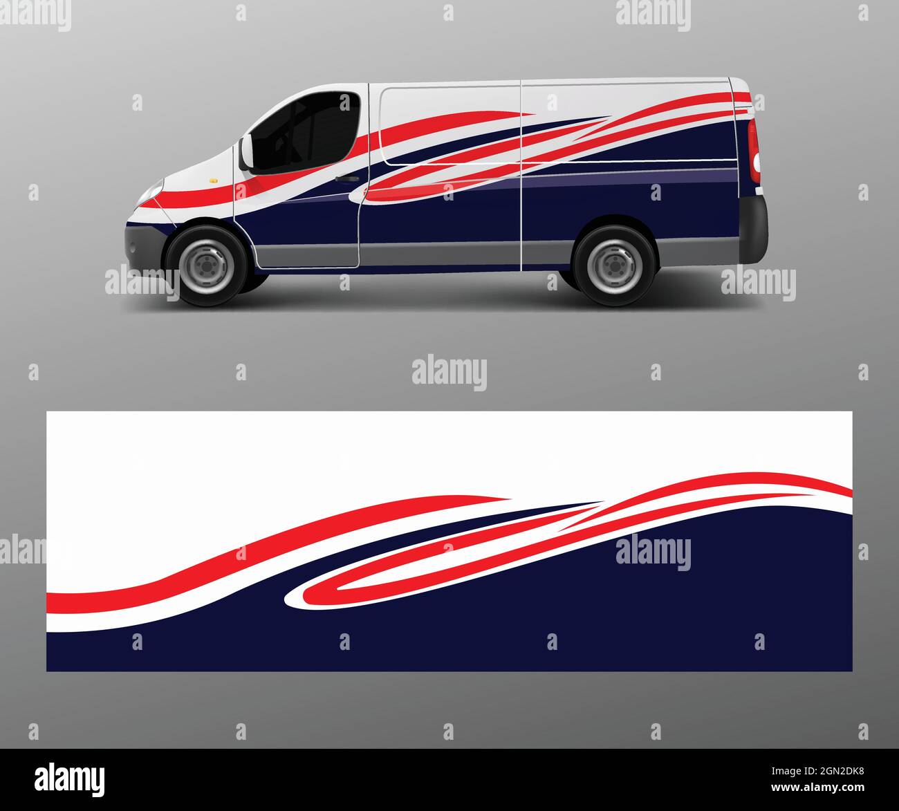Vehicle decal wrap design cargo van vector. Graphic abstract wave ...