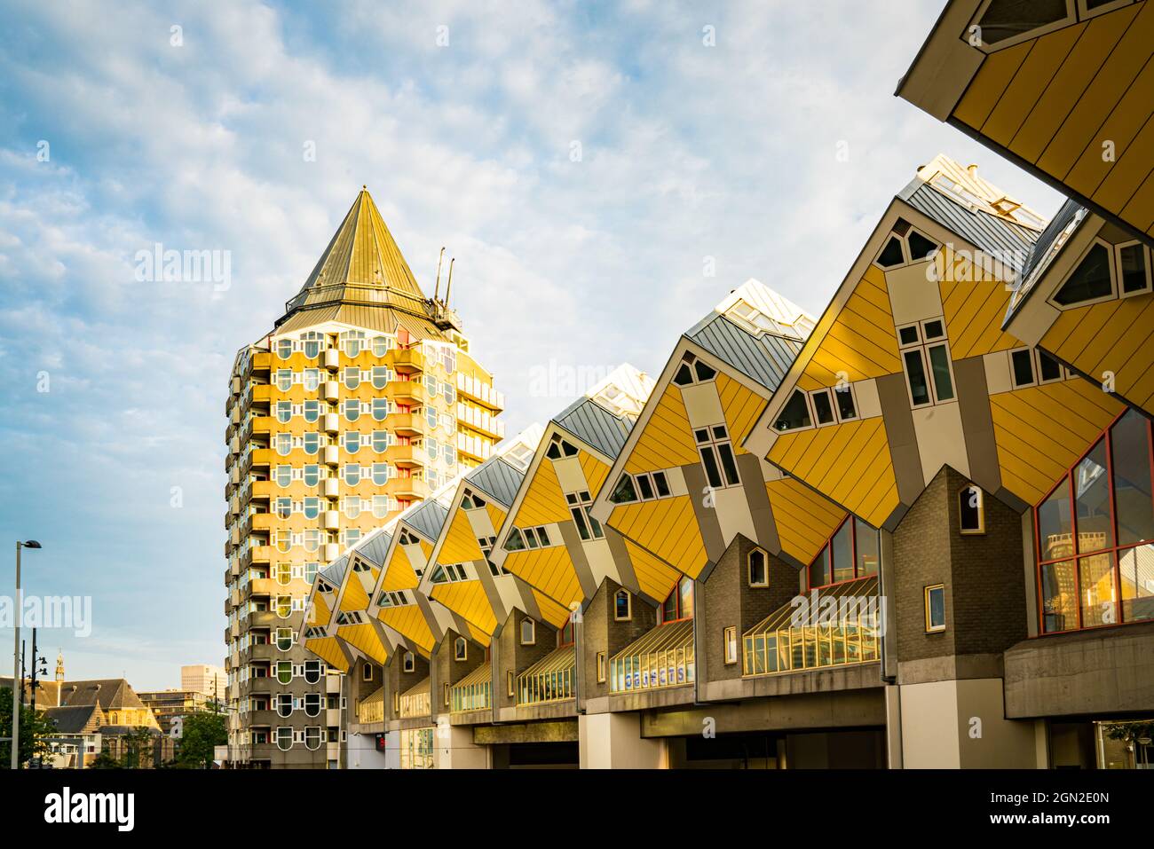 Rotterdam Netherlands - August 23 2017; Famous Yellow cube houses are a ...