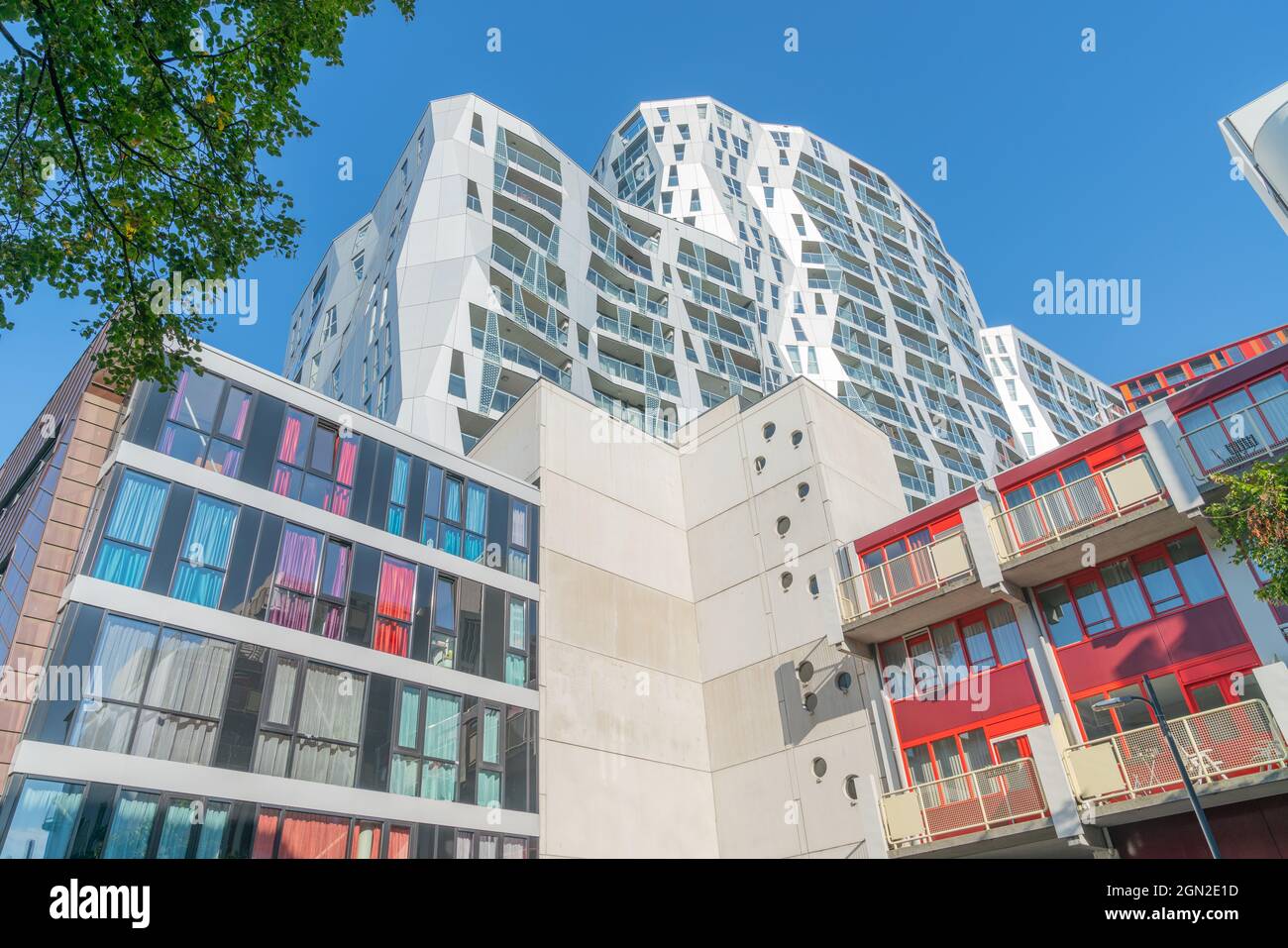Rotterdam Netherlands - August 23 2017; Towering white and red creative ...