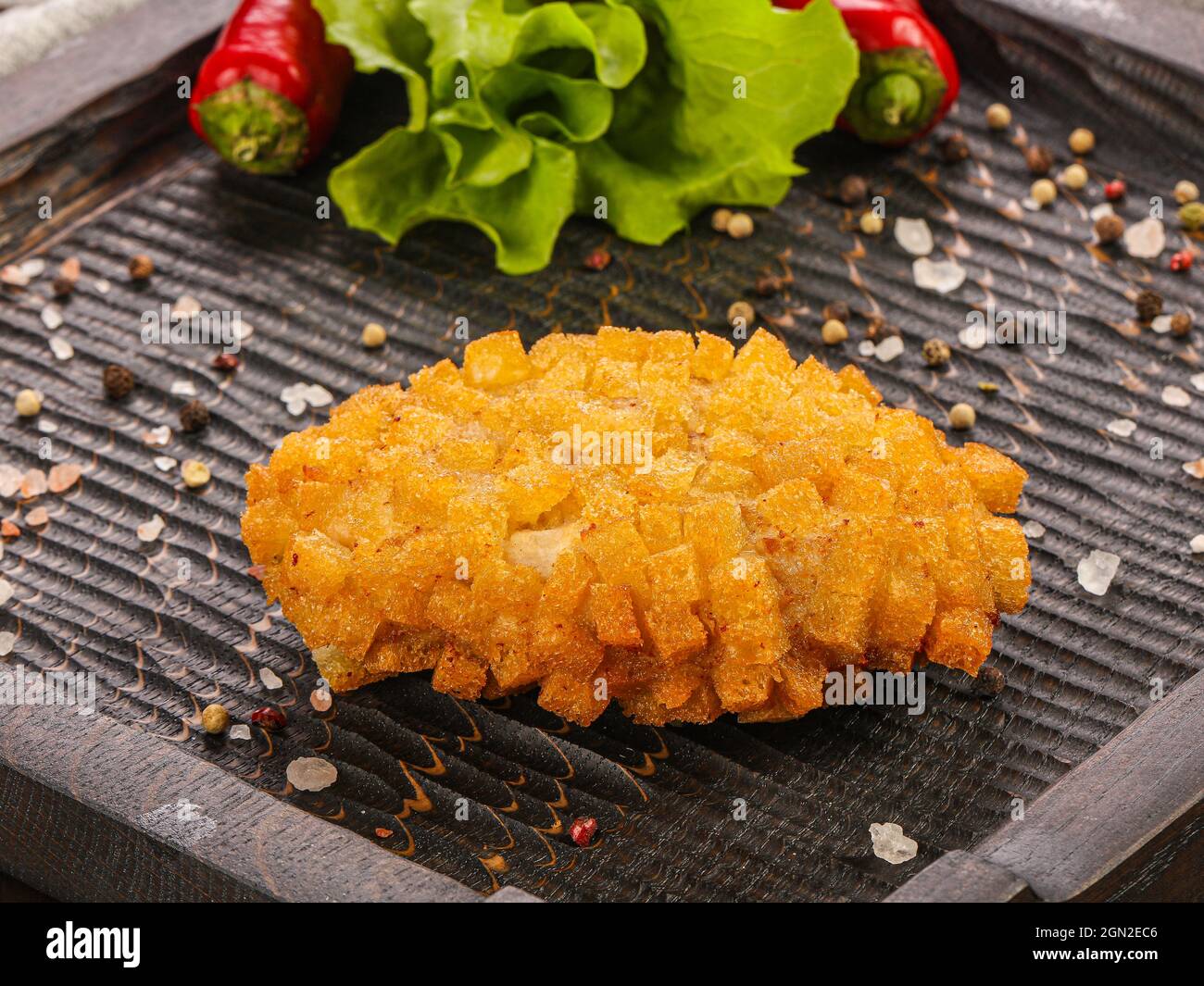 Russian traditional crispy cutlet with minced meat and bread Stock ...