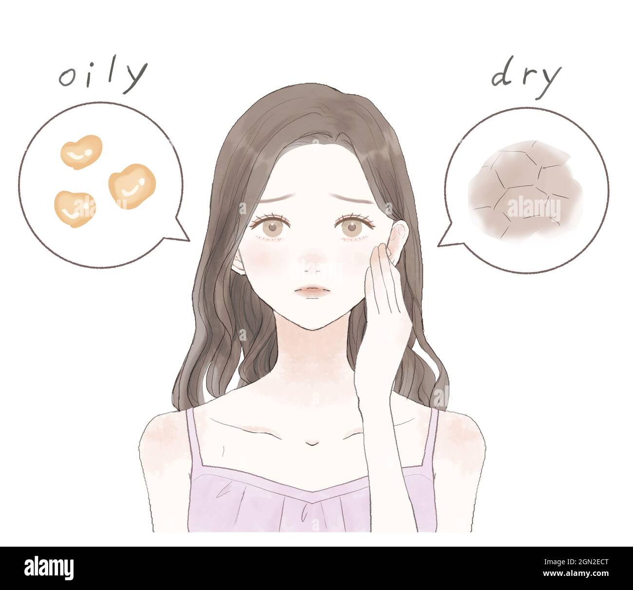 Woman suffering from mixed skin. On a white background Stock Photo - Alamy