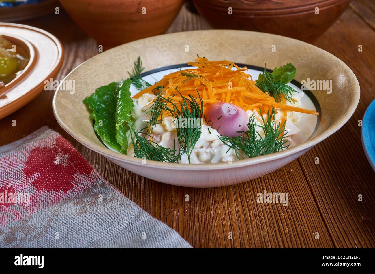 Fijian Raita - creamy cucumber and carrot salad Stock Photo - Alamy