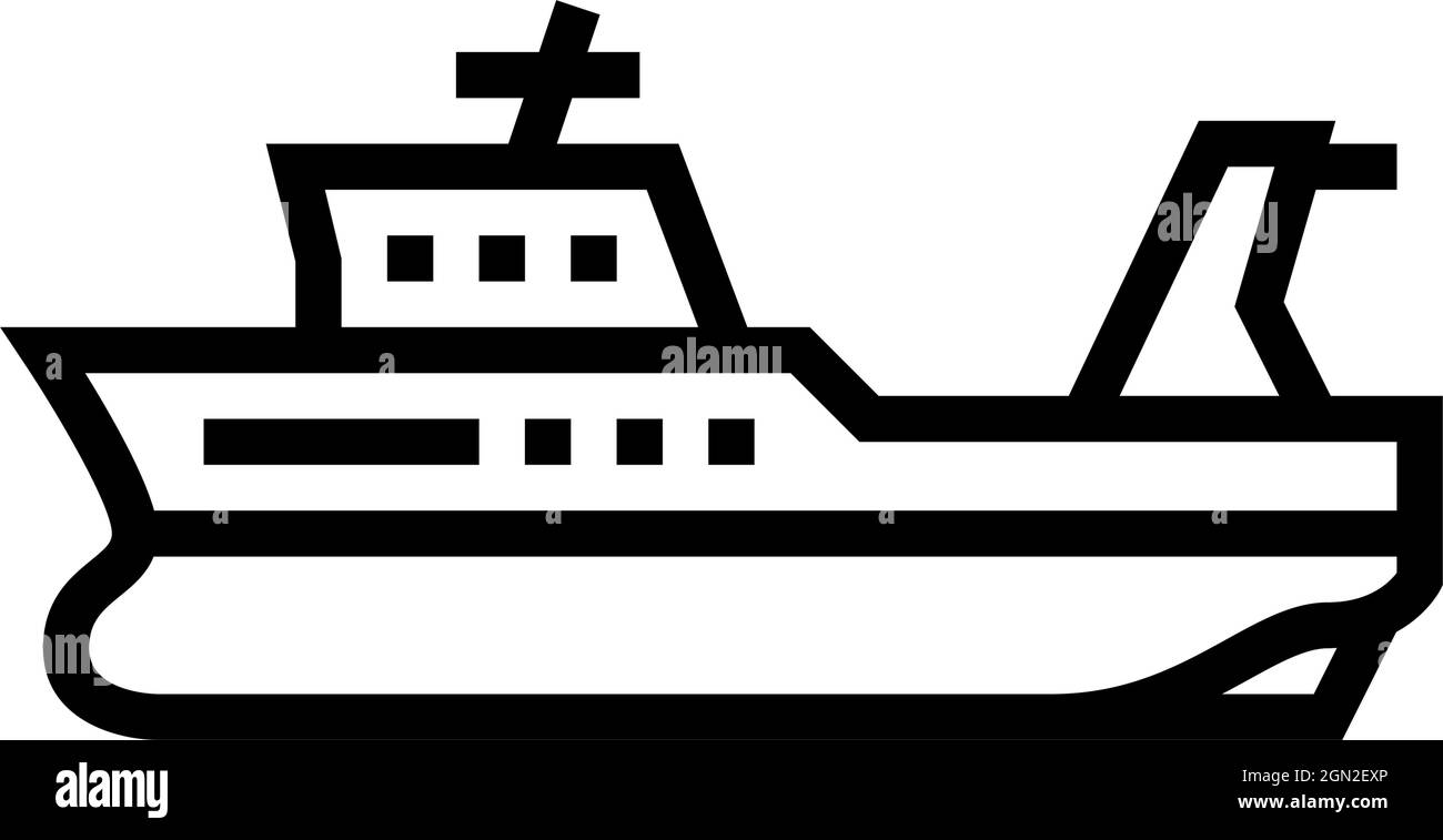 trawler boat line icon vector illustration Stock Vector Image & Art - Alamy
