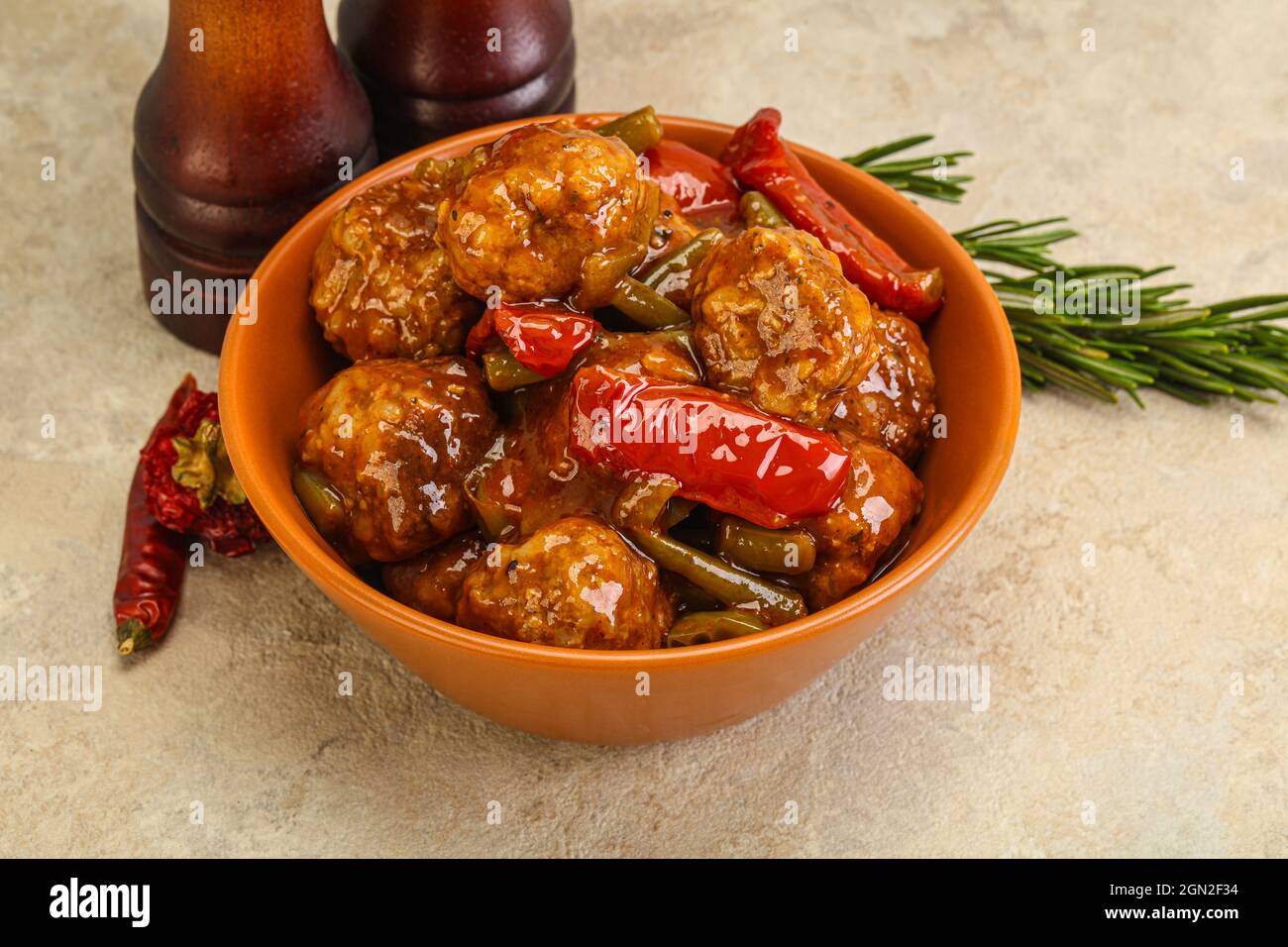 Minced Meat ball in tomato sauce Stock Photo - Alamy