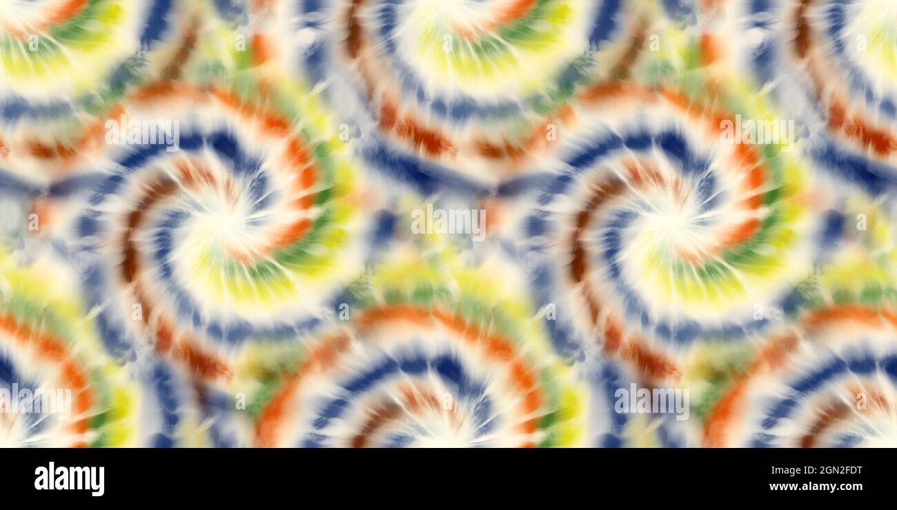Seamless funky 1970s tie dye border motif pattern for surface design ...