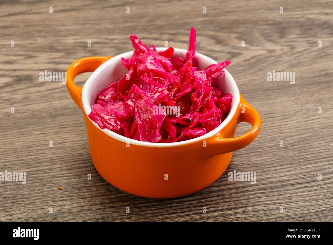 Marinated red cabbage with beetroot in the bowl Stock Photo - Alamy