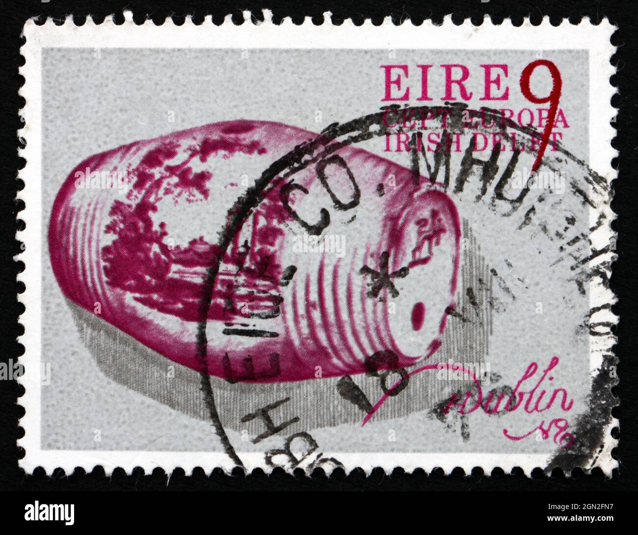 IRELAND - CIRCA 1976: a stamp printed in the Ireland shows Irish Delft ...