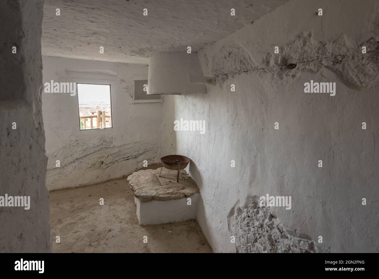 SPAIN, ARGUEDAS. KITCHEN OF A TROGLODYTE HOUSE DUG IN THE ROCK, ALSO ...