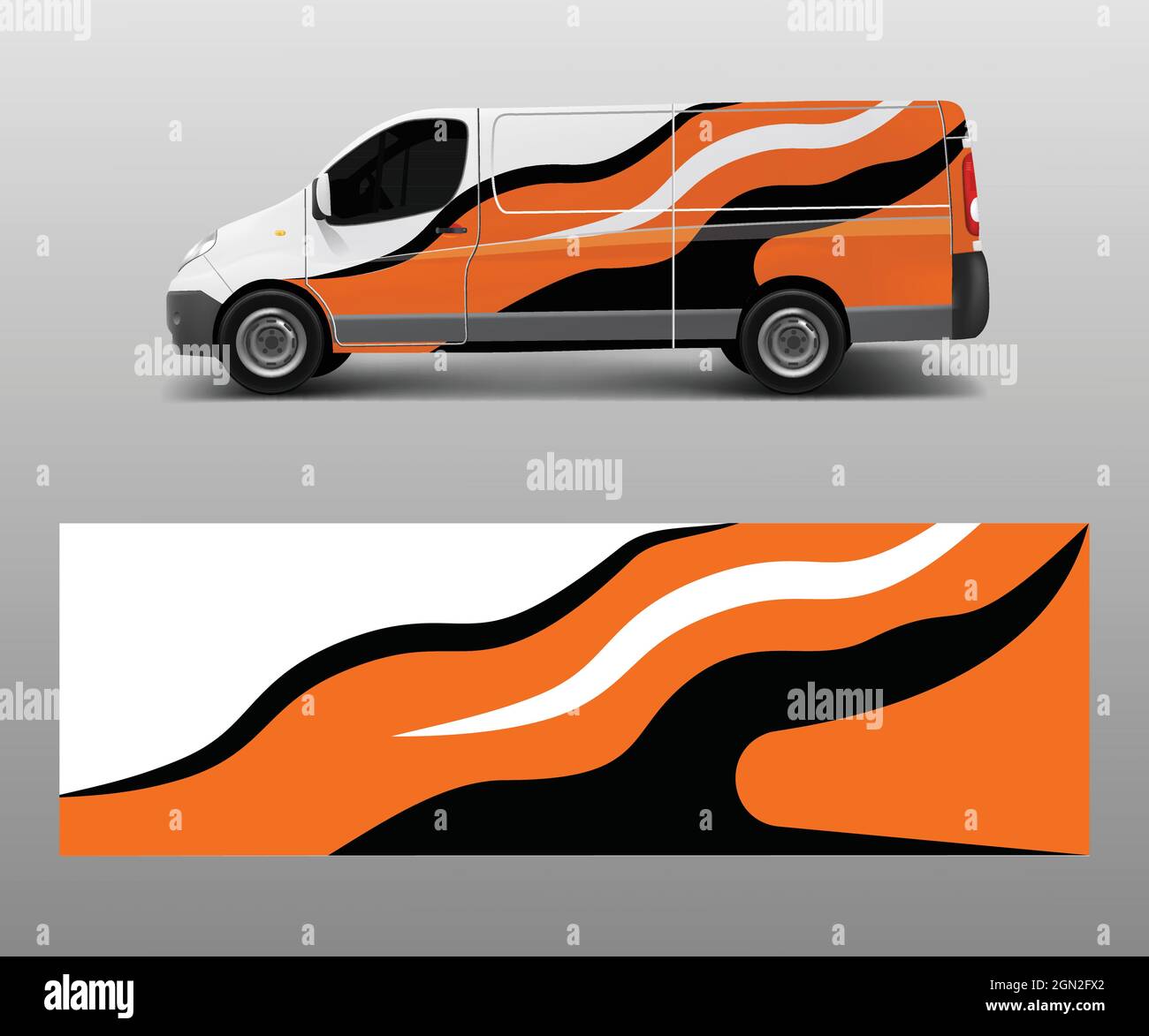 Vehicle decal wrap design cargo van vector. Graphic abstract wave ...