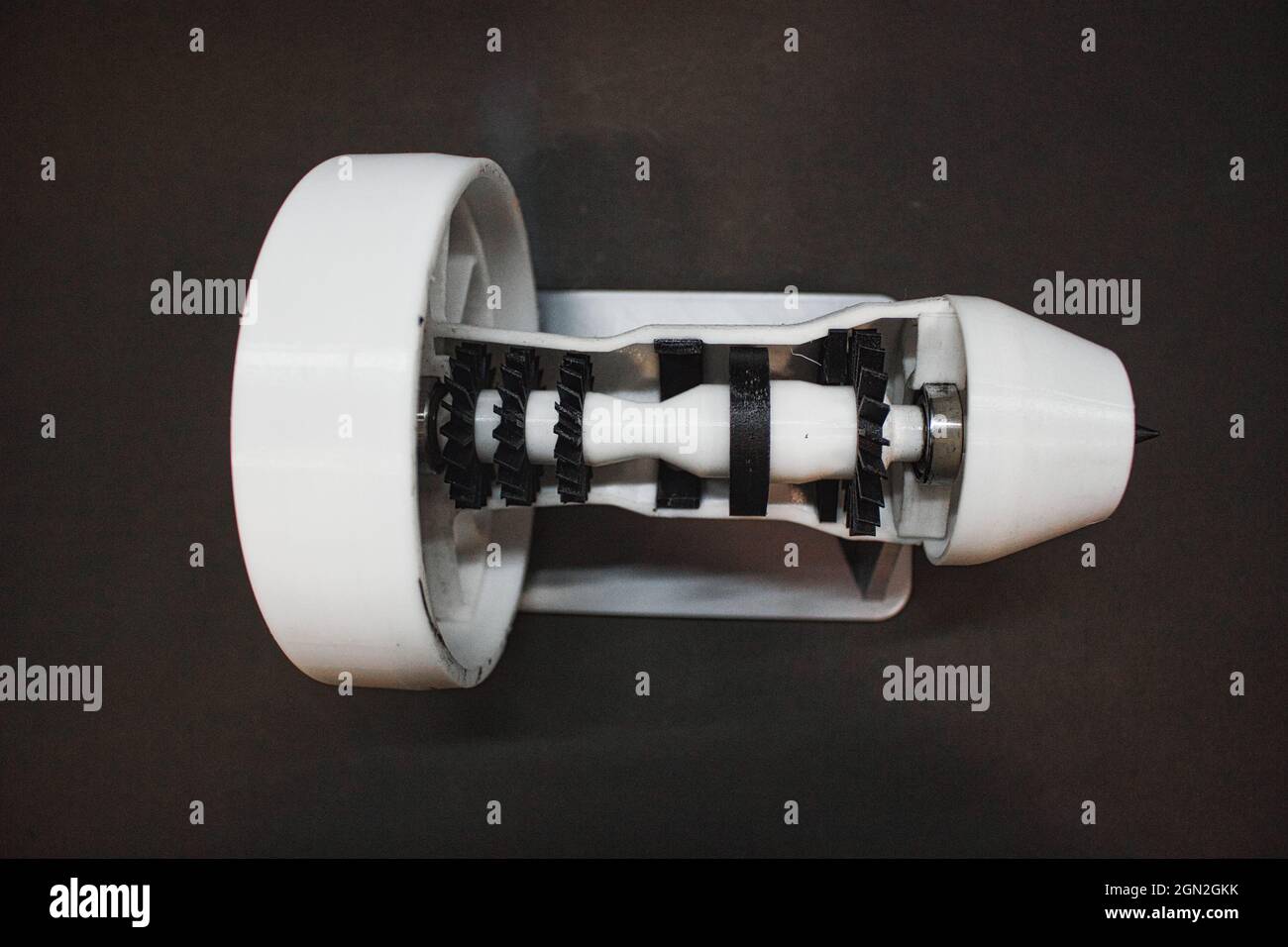 Top view of an electric fan engine isolated on black background Stock ...