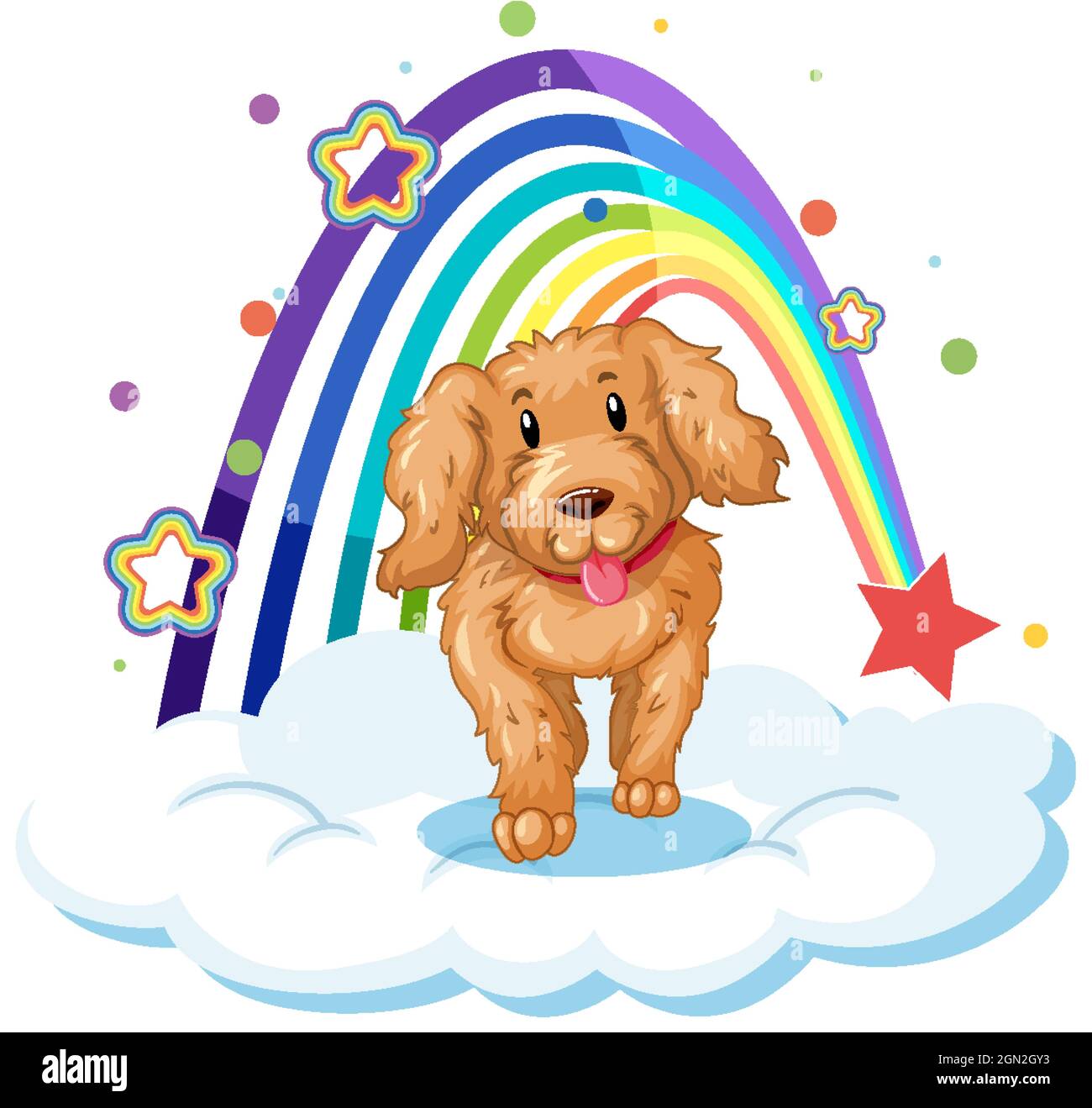 Cute dog on the cloud with rainbow illustration Stock Vector Image ...