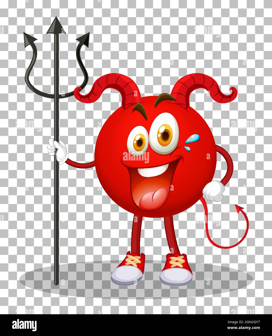 A Red Devil cartoon character with facial expression on transparent ...