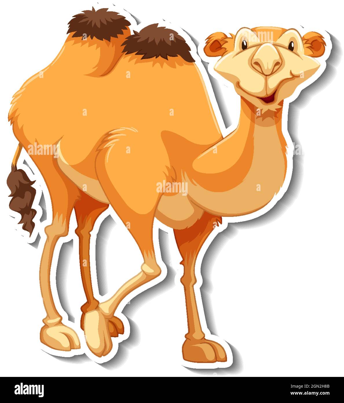 A sticker template of camel cartoon character illustration Stock Vector ...
