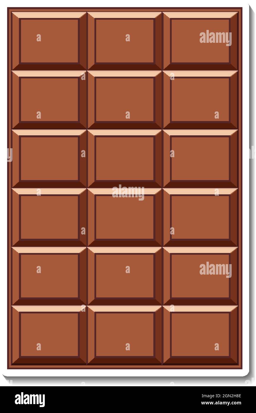 Chocolate bar sticker isolated on white background illustration Stock ...