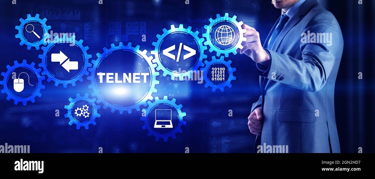 Telnet Virtual terminal client. Internet and Network concept Stock ...