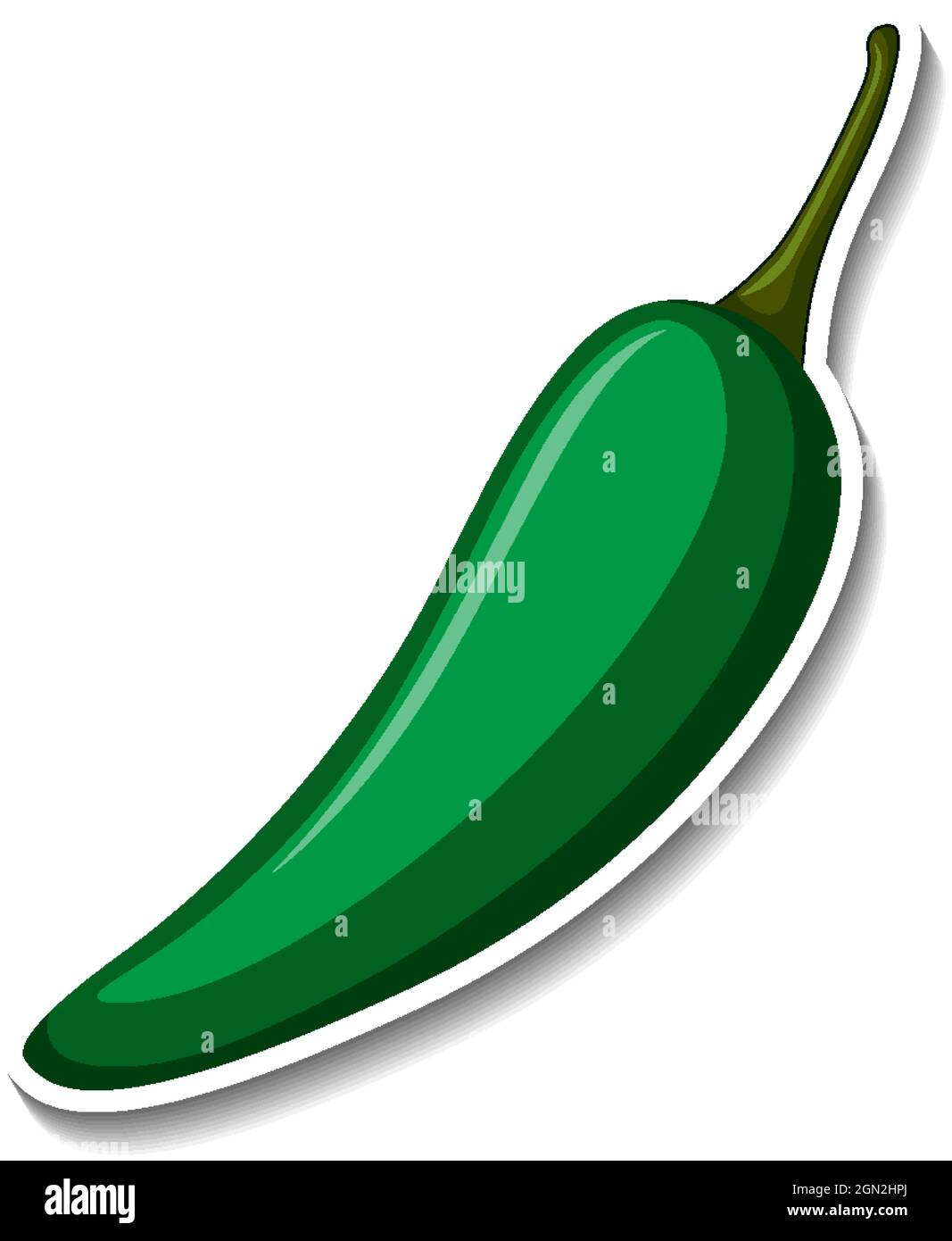 Green chilli sticker on white background illustration Stock Vector ...