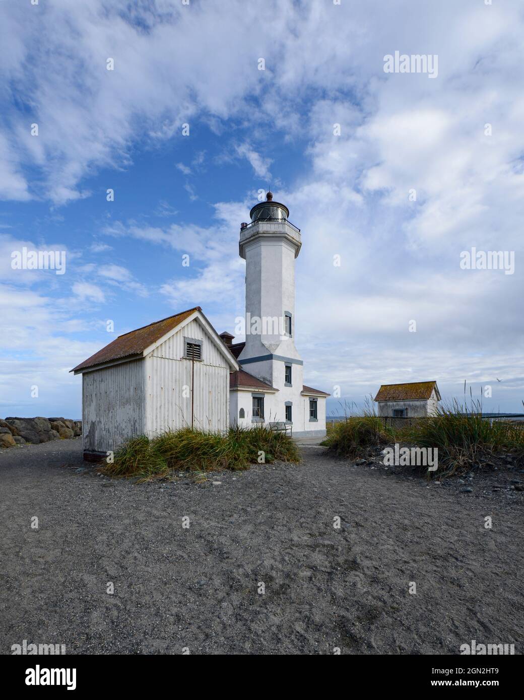 Lighthouse at Fort Worden State Park in Port Townsend, WA Stock Photo ...