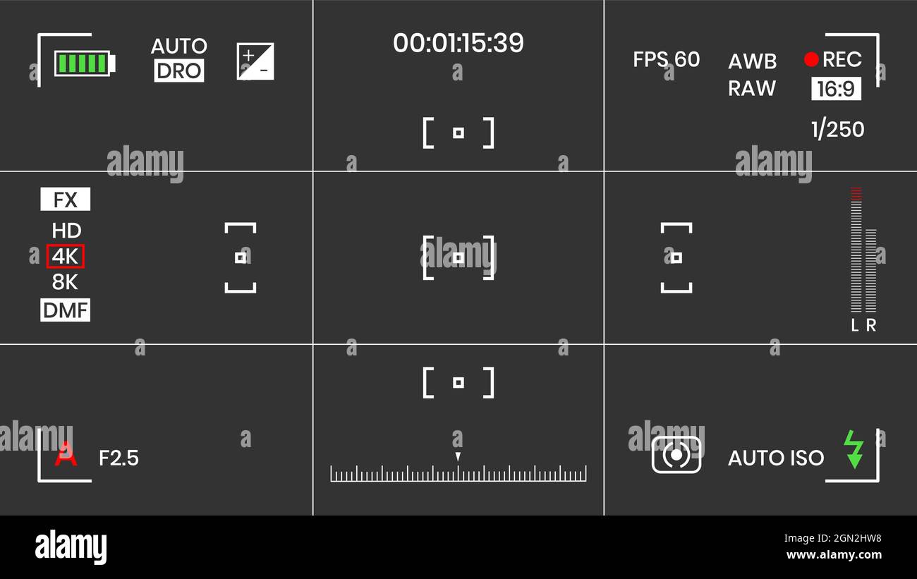 Camera viewfinder video or photo frame recorder flat style design ...