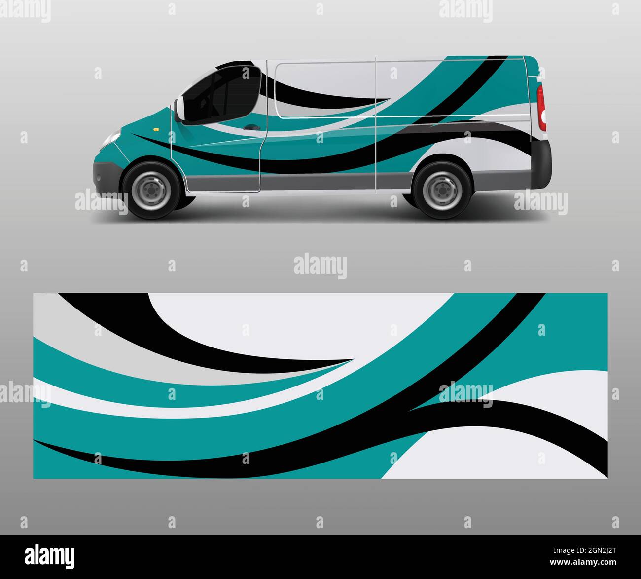 Cargo van decal with green wave shapes , truck and car wrap vector ...