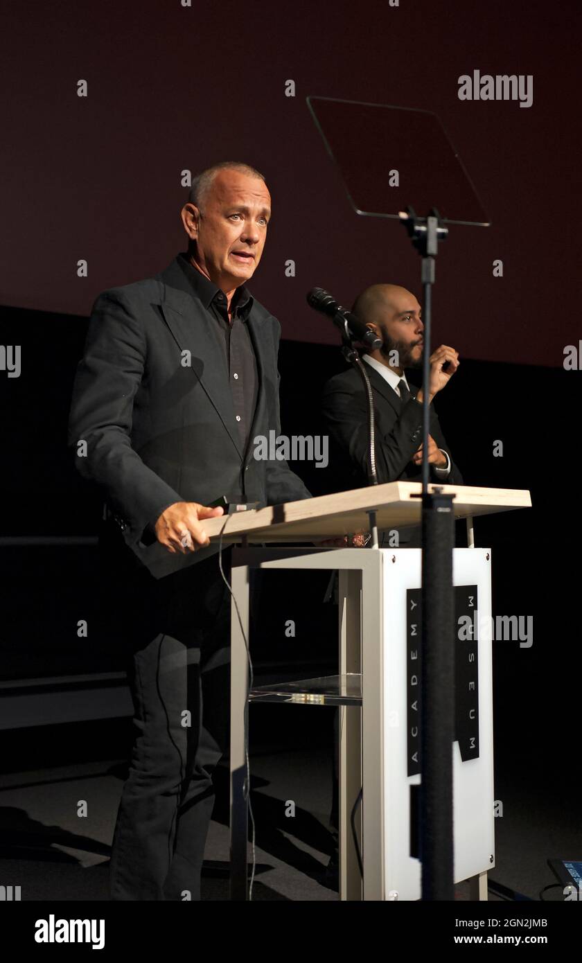 Tom Hanks speaking at the Academy Museum of Motion Pictures, Los ...