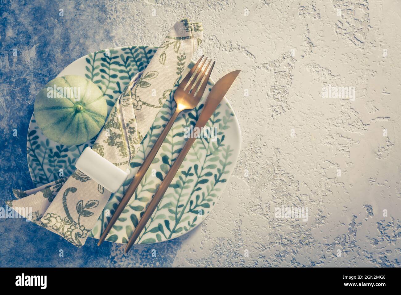 Place setting for Thanksgiving in vintage style copy space for your ...
