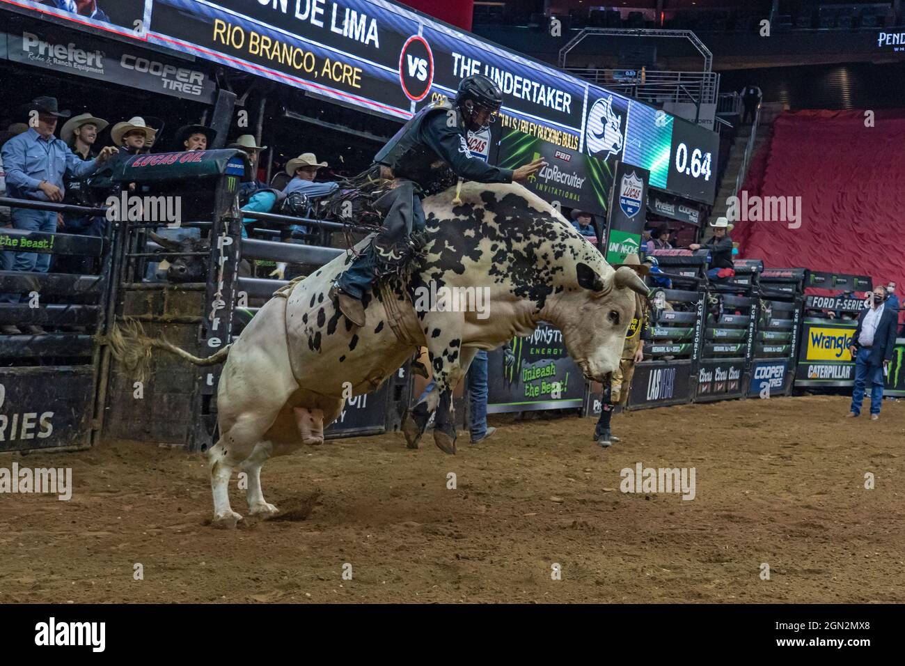Ramon De Lima rides The Undertaker during the Professional Bull Riders ...