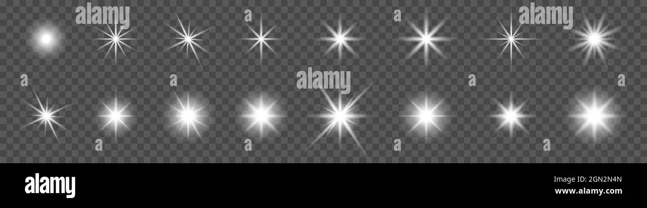Sparkling star set. Vector glowing star light effect. Special effect ...