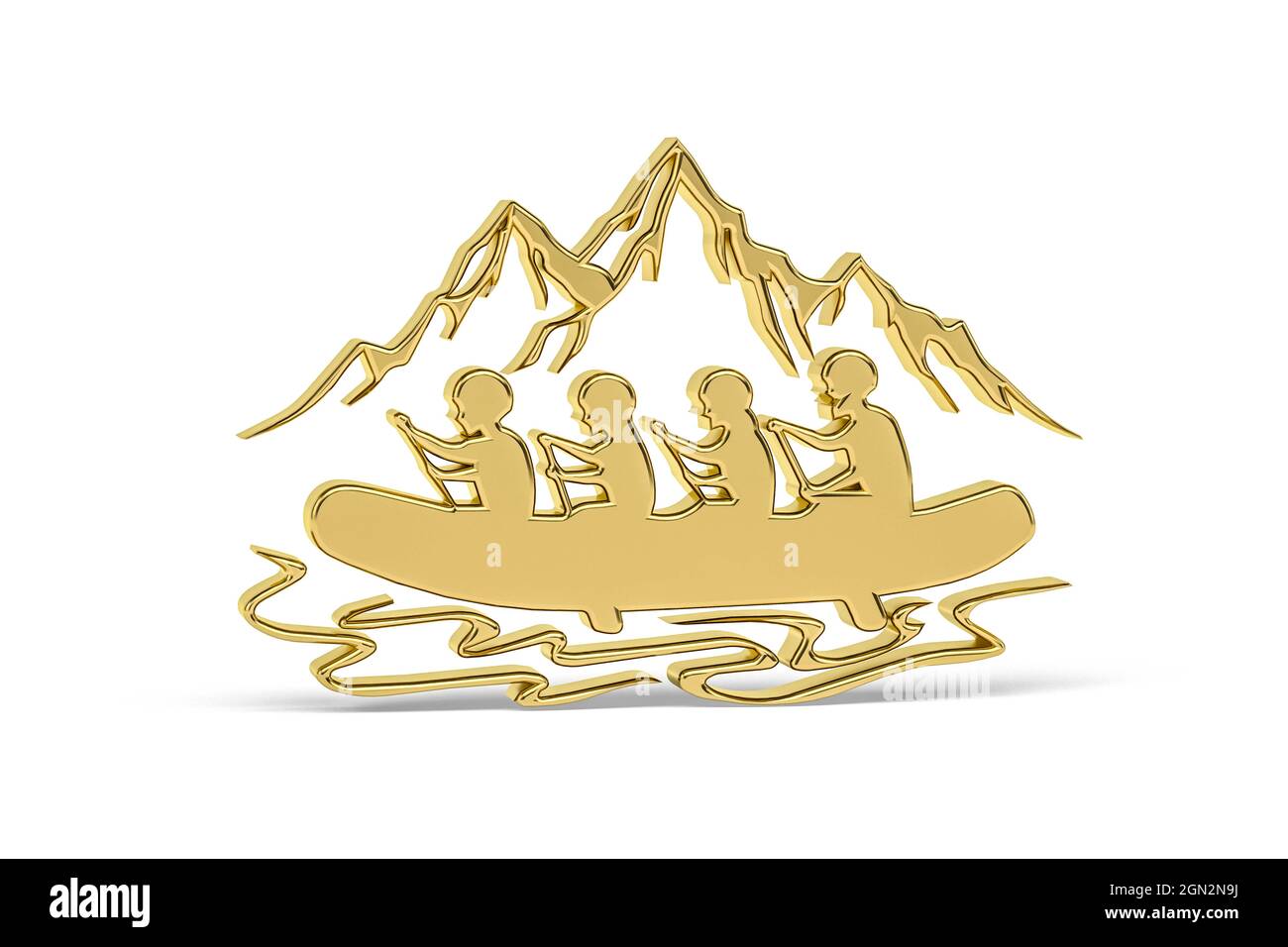Golden 3d rafting icon isolated on white background - 3d render Stock ...