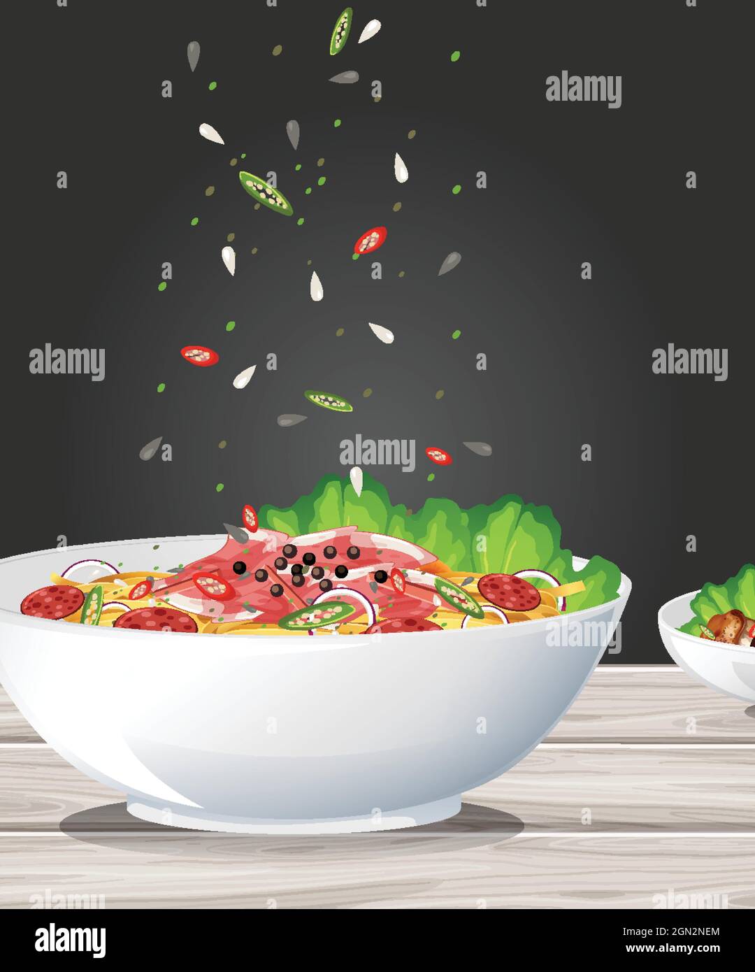 Falling seasonings on to the dish illustration Stock Vector Image & Art ...