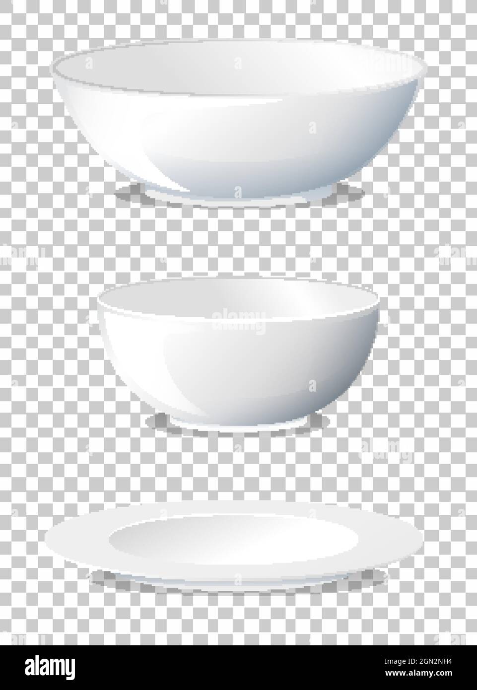 Set of white plain plate side view illustration Stock Vector Image ...