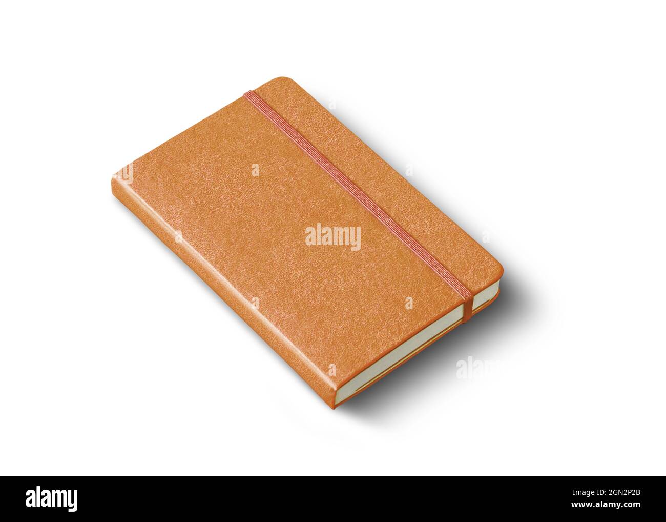 Leather closed notebook mockup isolated on white Stock Photo - Alamy