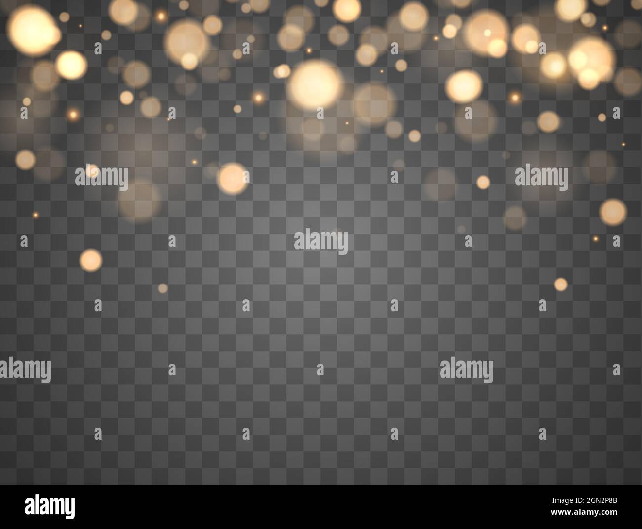 Shining bokeh isolated on transparent background. Golden bokeh lights ...