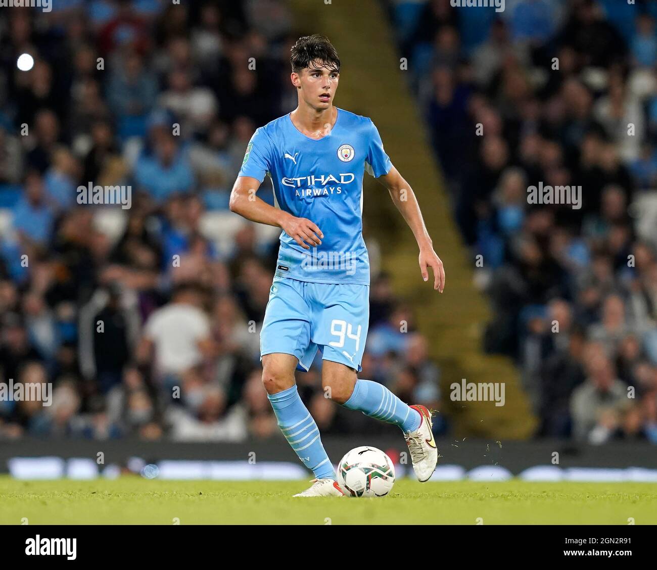 Manchester, UK. 21st Sep, 2021. Finley Burns of Manchester City during ...