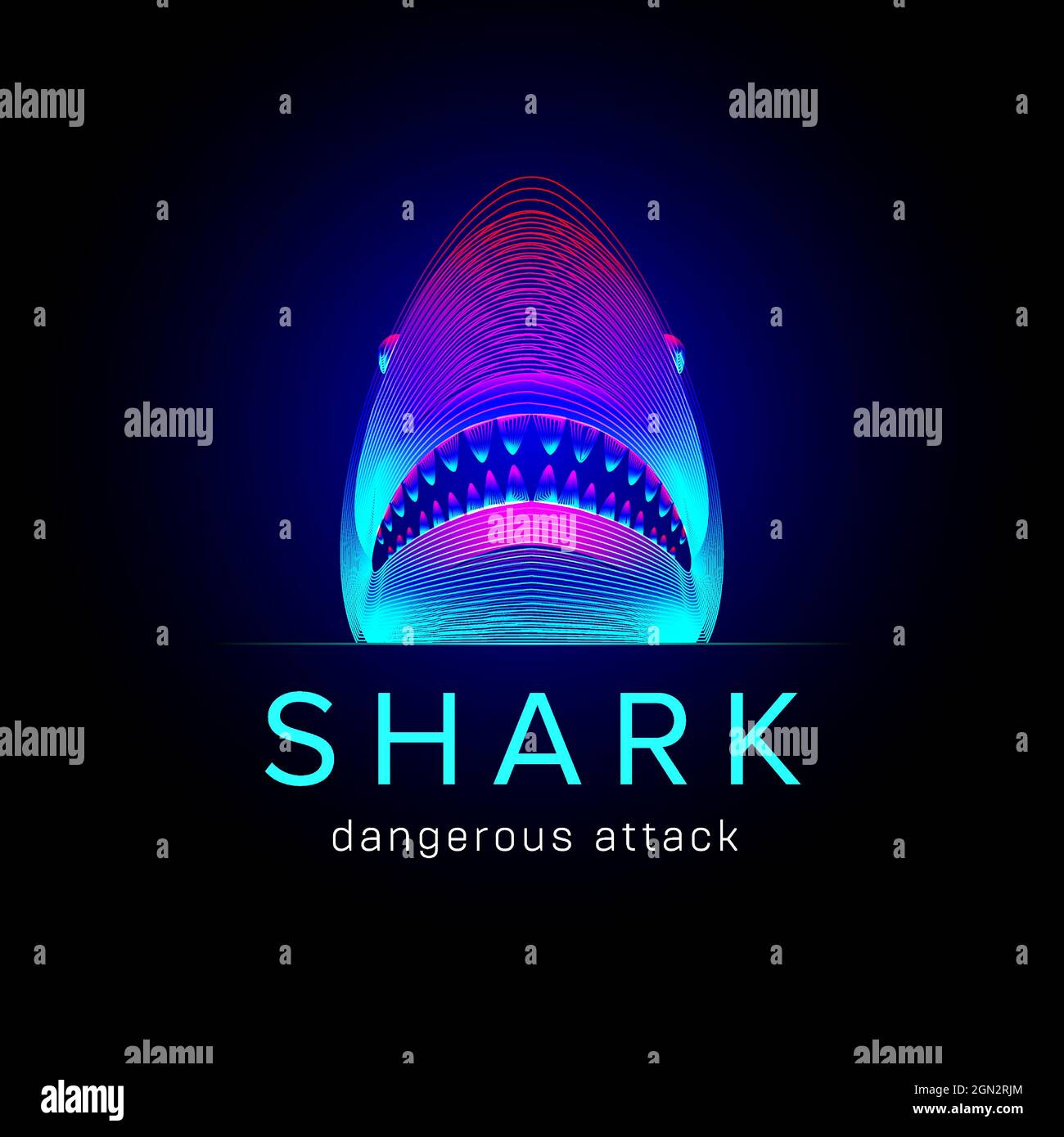 Shark dangerous attack. Abstract head of a whale or a tiger shark with ...