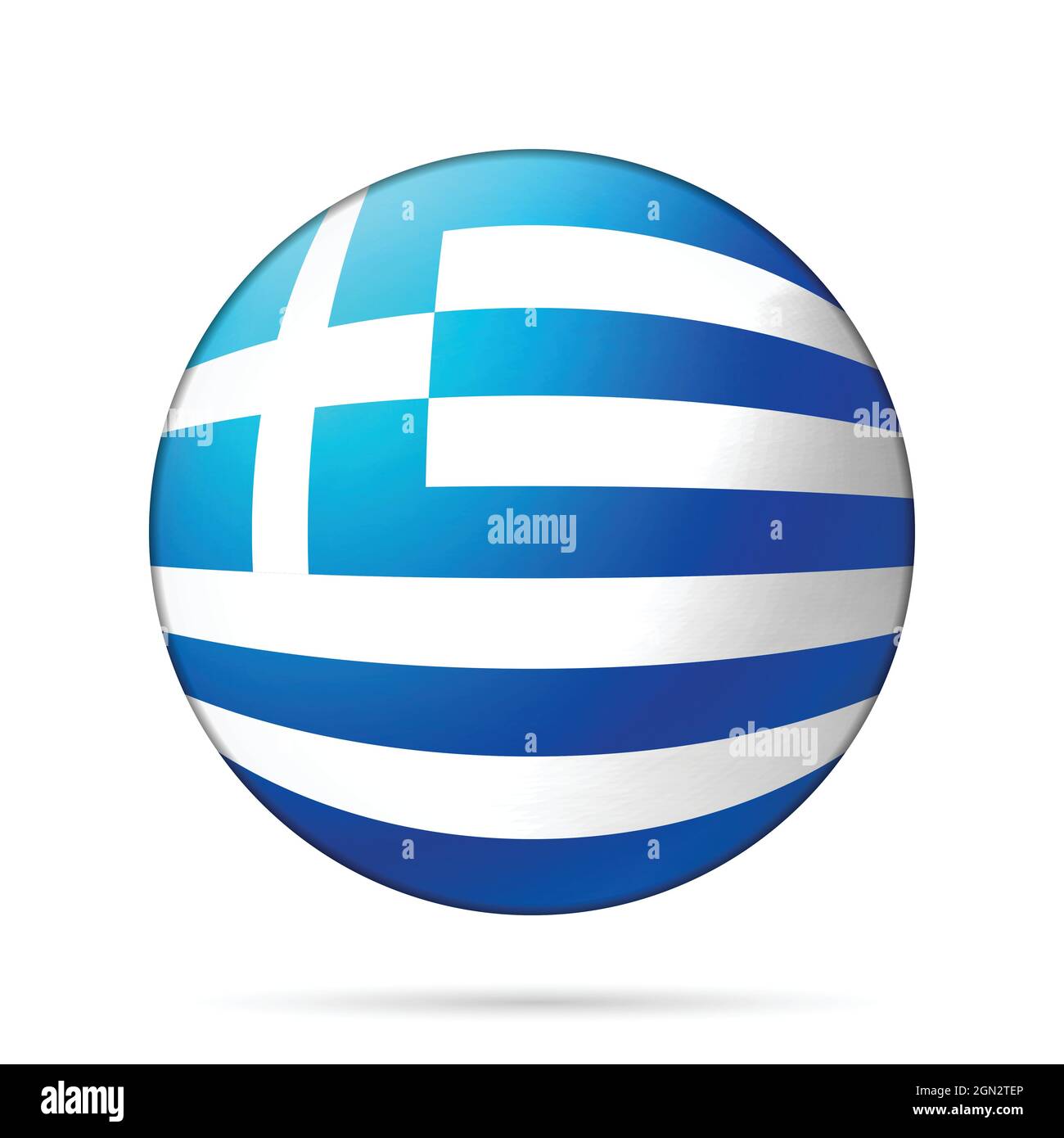 Glass light ball with flag of Greece. Round sphere, template icon ...