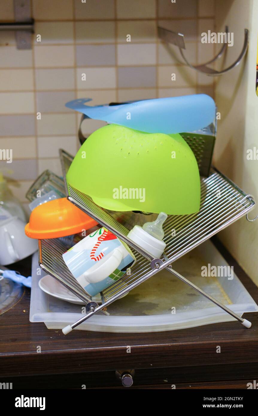 POZNAN, POLAND - Dec 30, 2015: Plastic kitchen washed objects on a ...