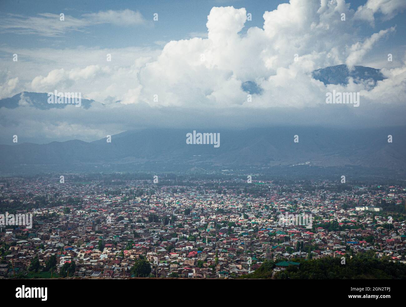 Beautiful aerial view of Srinagar from Hari Parbat in J&K, India Stock ...
